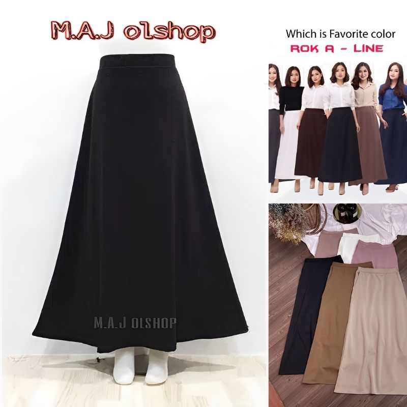 Jual Rok panjang wanita Line A / rok formal / rok putih / rok hitam ...