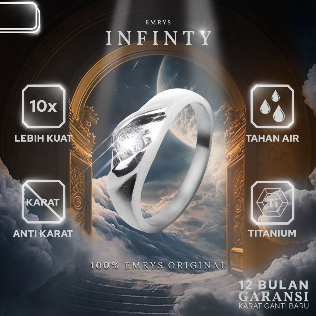 Jual BUY 1 FREE 1 GIFT Emrys Premium Ring INFINTY Real Titanium Anti ...
