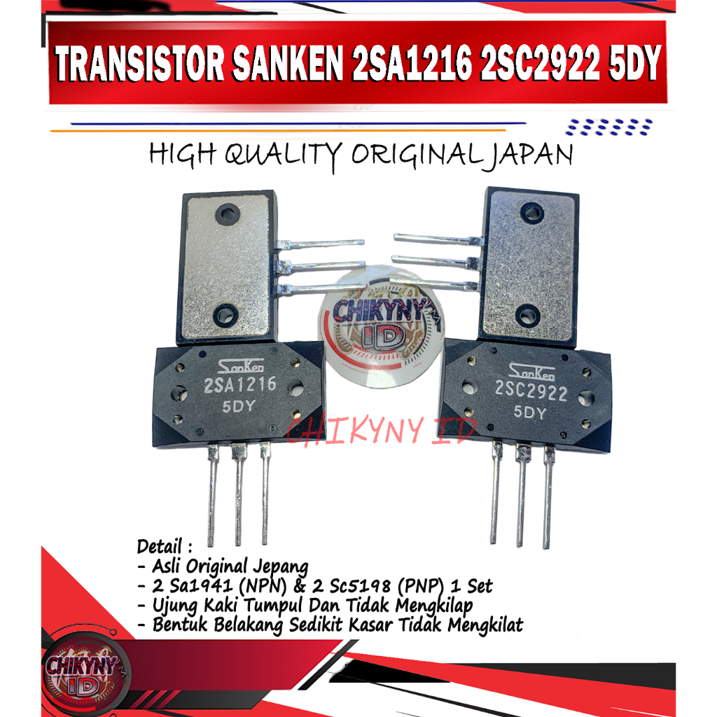 Jual TRANSISTOR SANKEN 2SA1216 2SC2922 5DY ORIGINAL JAPAN SUPER GRADE A 1SET | Shopee Indonesia