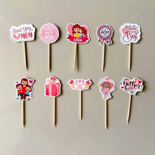 Jual TOPPER CUPCAKE HARI IBU / CAKE TOPPER MOTHER DAY / TOPPER KUE HARI ...