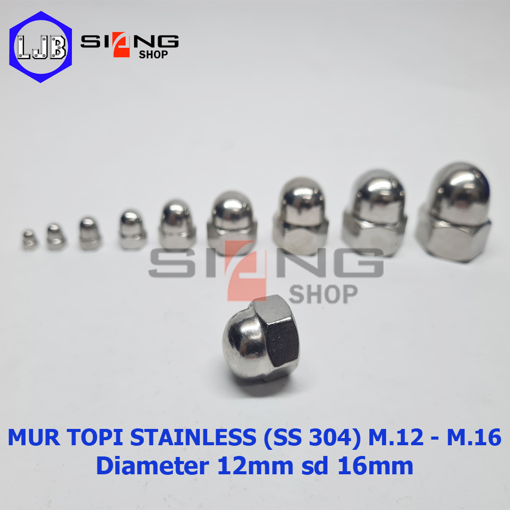 Jual Mur Topi Stainless 304 M12 sd M16 THE A2-70 | Shopee Indonesia