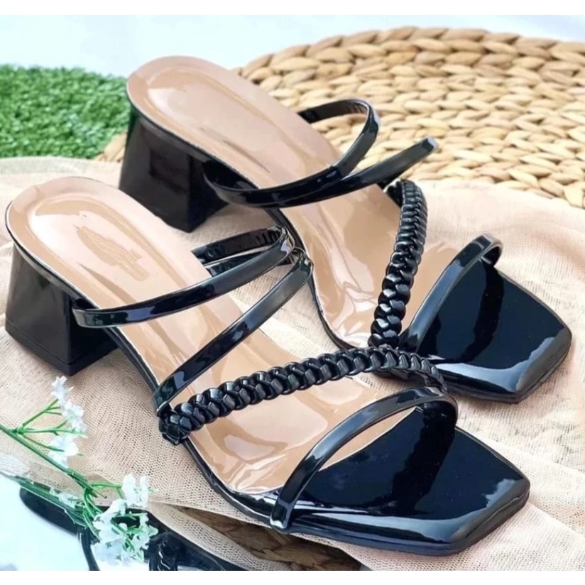 Jual Sandal High Heels Wanita model vanesa kepang Hak 5 cm kekinian ...