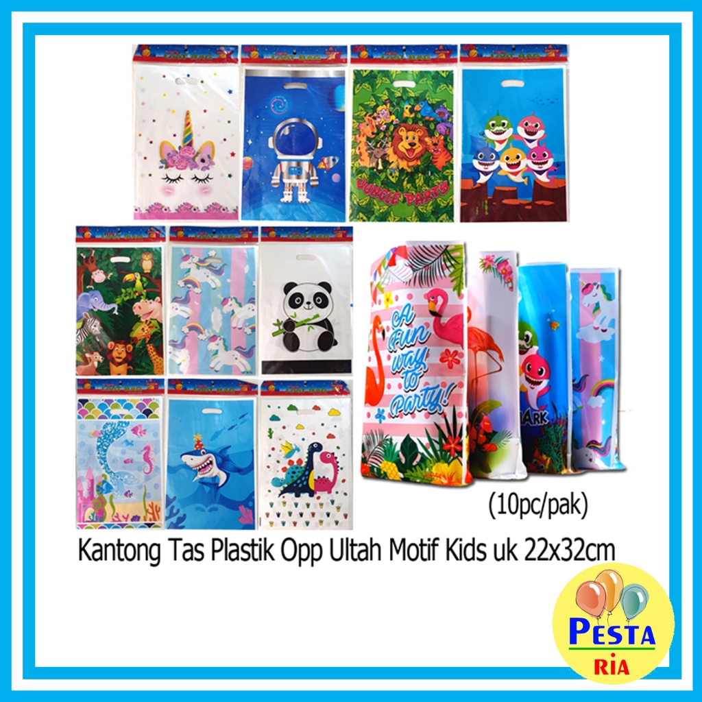 Jual Murah!! (Isi 10Pcs UK L) Kantong Tas Plastik Opp Ultah Motif Kids ...