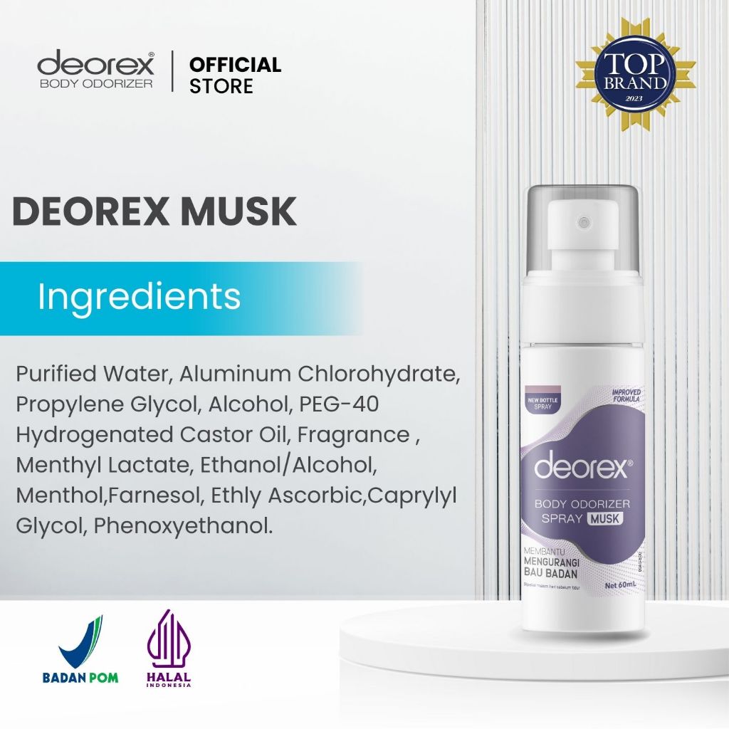 Jual Deorex Body Odorizer Musk Fragrance Spray PenggantiDeodorant 60ml ...
