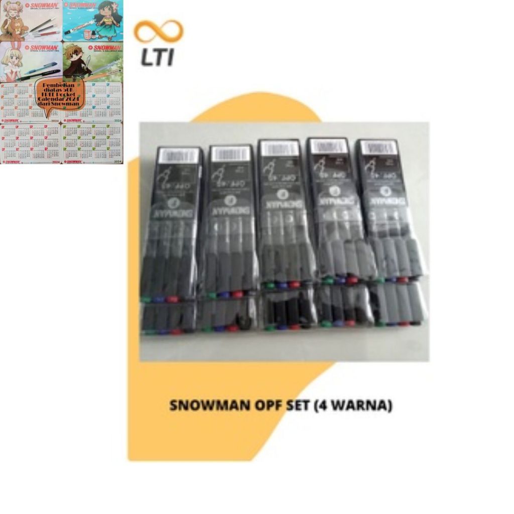 Jual Spidol OHP Fine Tip / OPF 4S Spidol Snowman OPF 1 set 4 warna ...