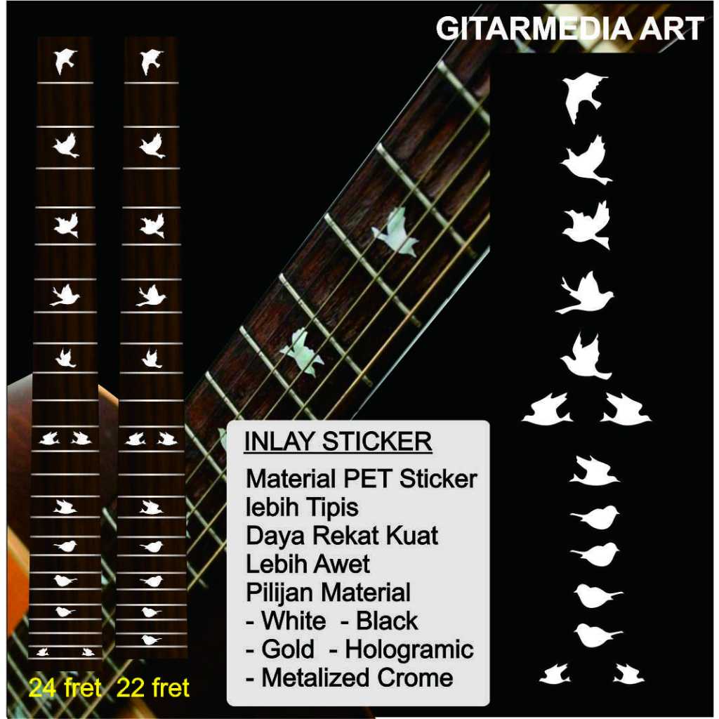 Jual sticker decal inlay burung merpati dove fretboard gitar stiker ...