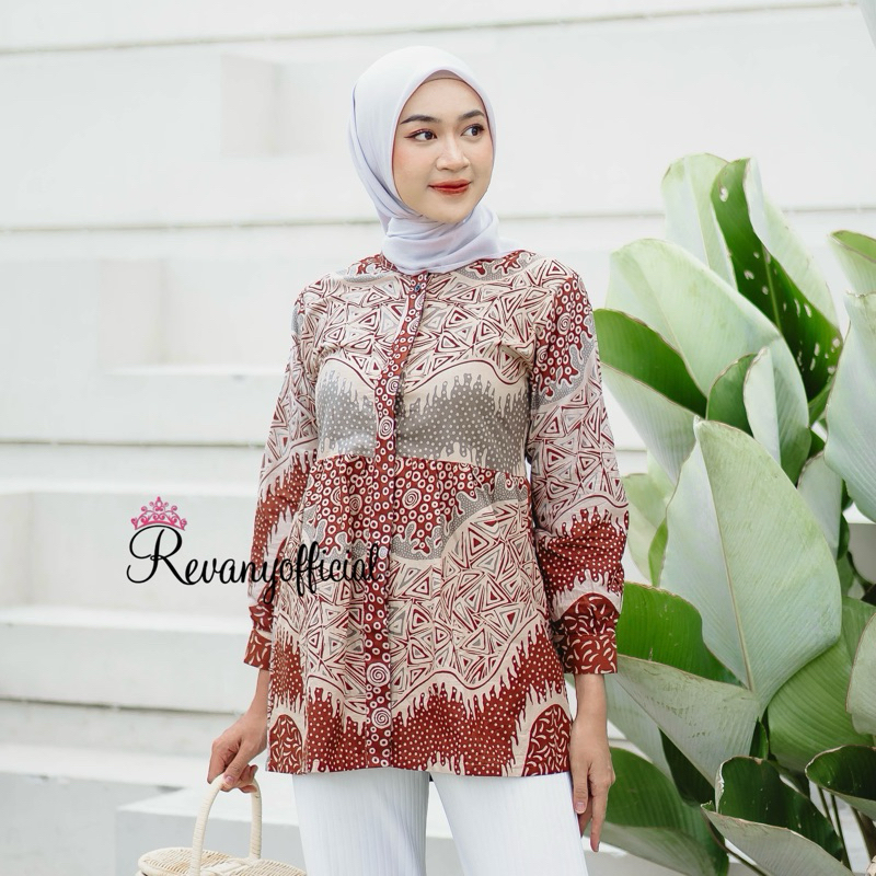 Jual Revany ID - Blouse Piramid Terracotta Series Atasan Batik Couple Wanita | Shopee Indonesia