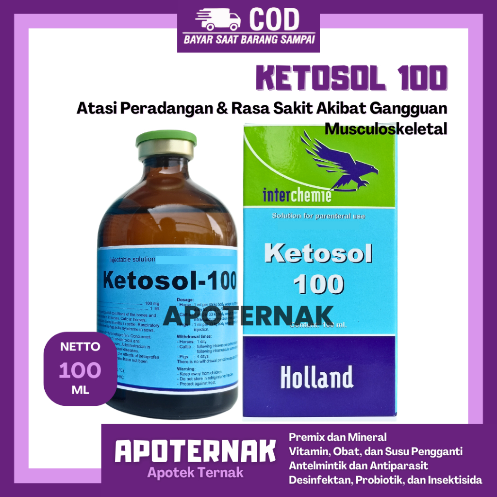 Jual KETOSOL 100 100ml (Pengganti Phenylject) Anti Inflamasi NSAID Aman ...