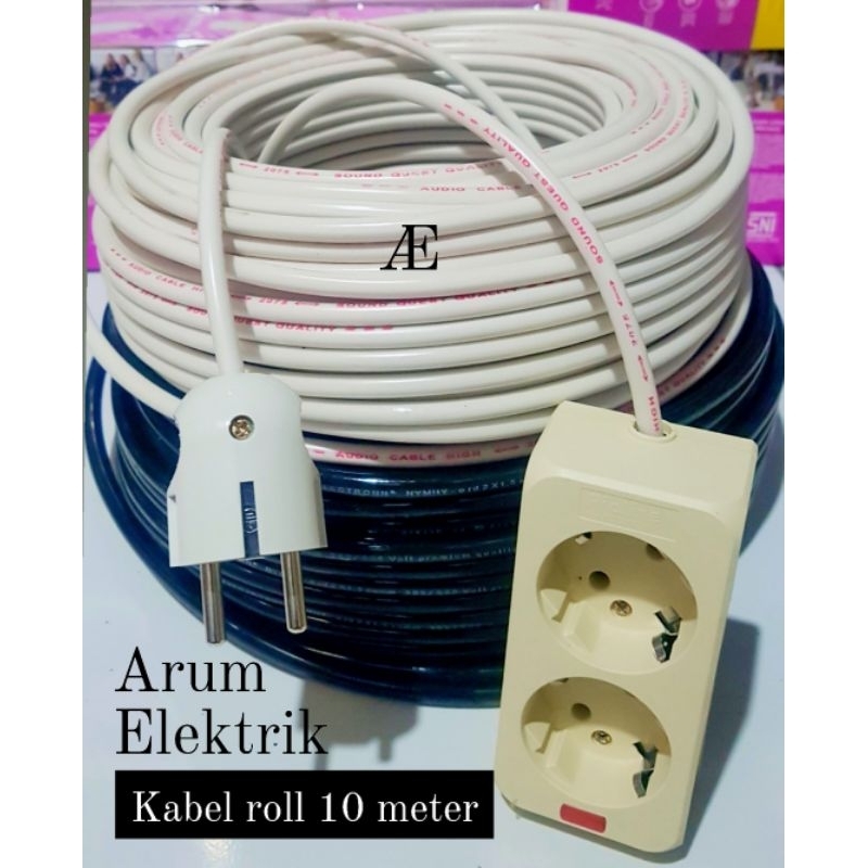 Jual Kabel roll Kabel serabut 10 meter, stopkontak 2 lubang piolin ...