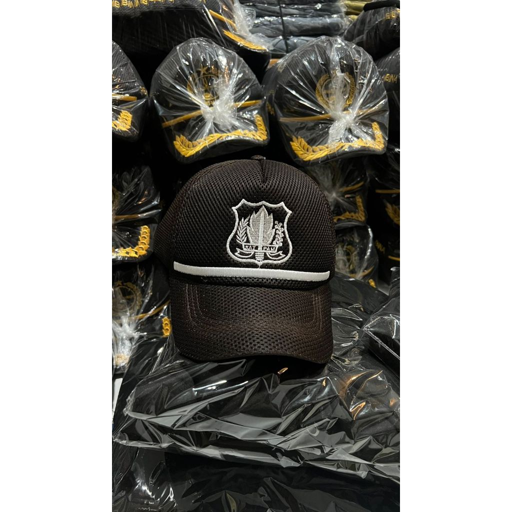 Jual TOPI SATPAM / TOPI SECURITY TERBARU BAHAN JARING DOUBLEMESS WARNA ...