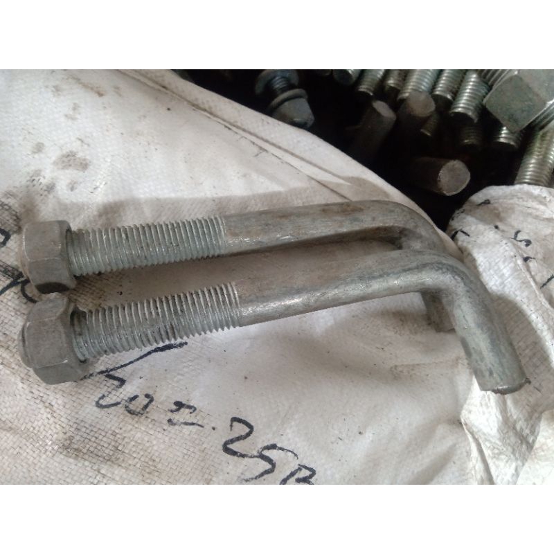 Jual baut angkur L angker anchor bolt baja as st41 hot dip hotdip hot ...