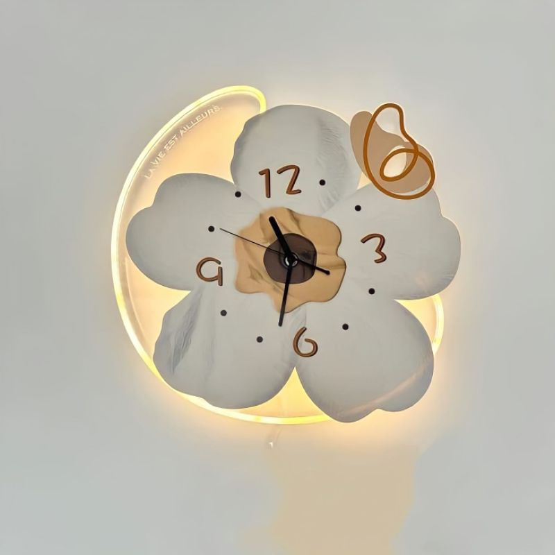 Jual Jam dinding akrilik bunga, jam dinding bunga, jam dinding lampu ...