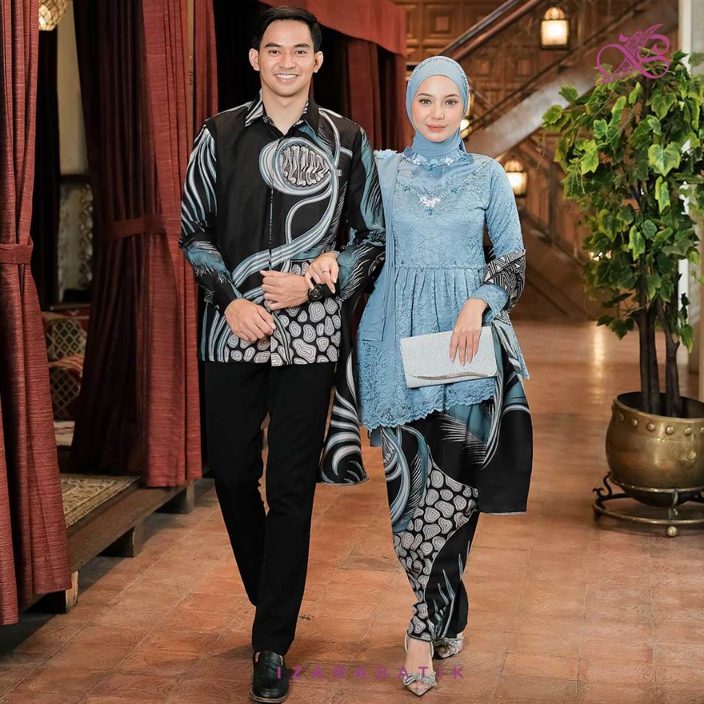 Jual Kirana Denim - Setelan Baju Kebaya Batik Modern Couple Wisuda ...