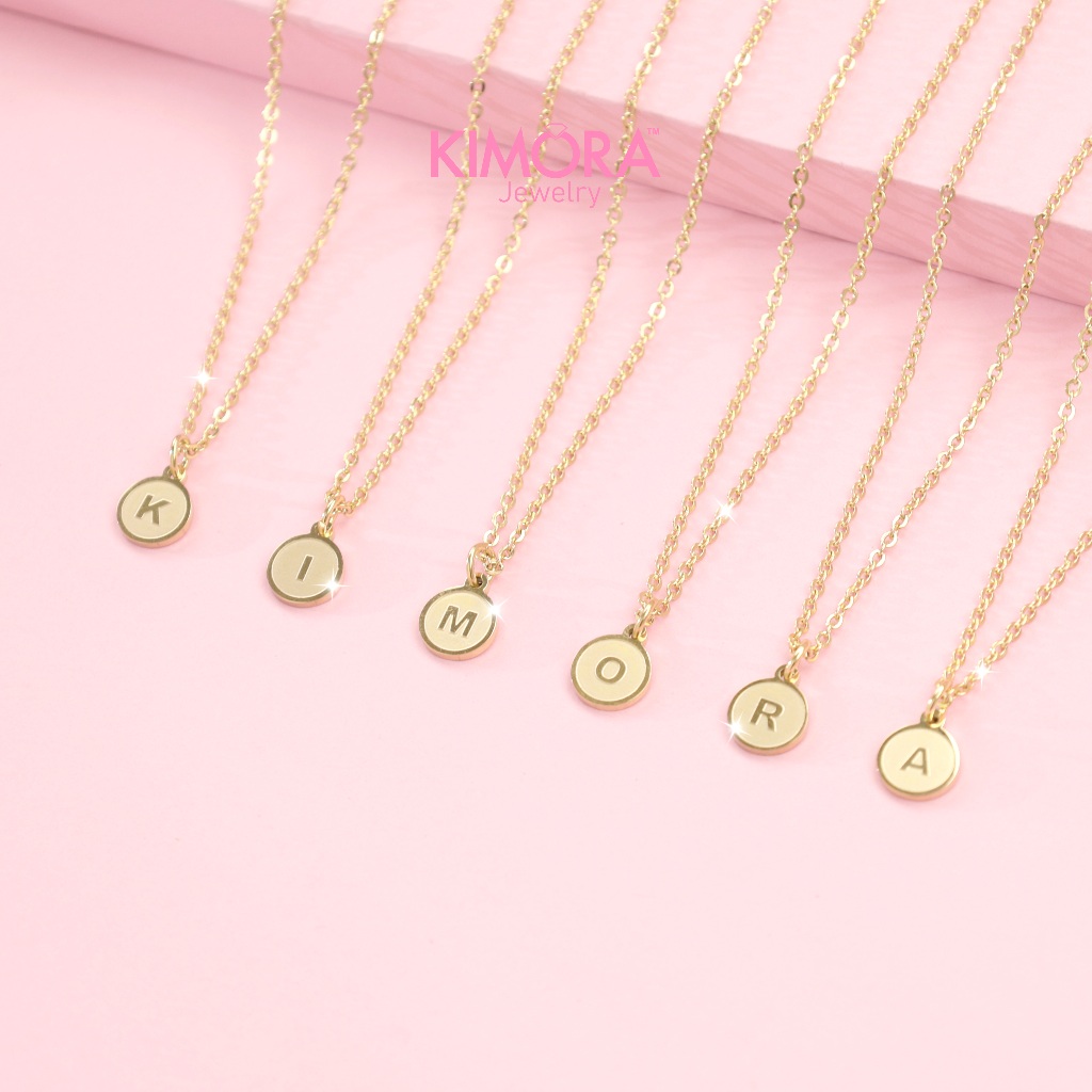 Jual Kimora - Kalung Titanium Wanita Huruf Alpha Cory Gold Plated 18k ...