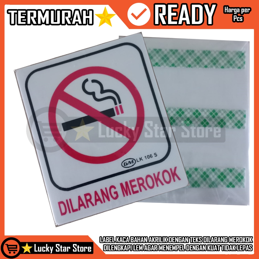 Jual Papan Stiker Dilarang Merokok Sticker Acrylic GM Label Kaca No ...