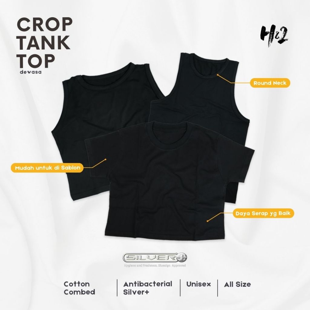 Jual Kaospoloshn2 Crop Top Tank Top Hitam | Spandex | Combed | Cotton ...