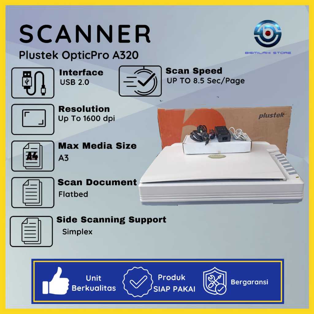 Jual Scanner A3 Plustek Opticpro A320 Bisa A3 Folio Legal F4 Set Ada ...