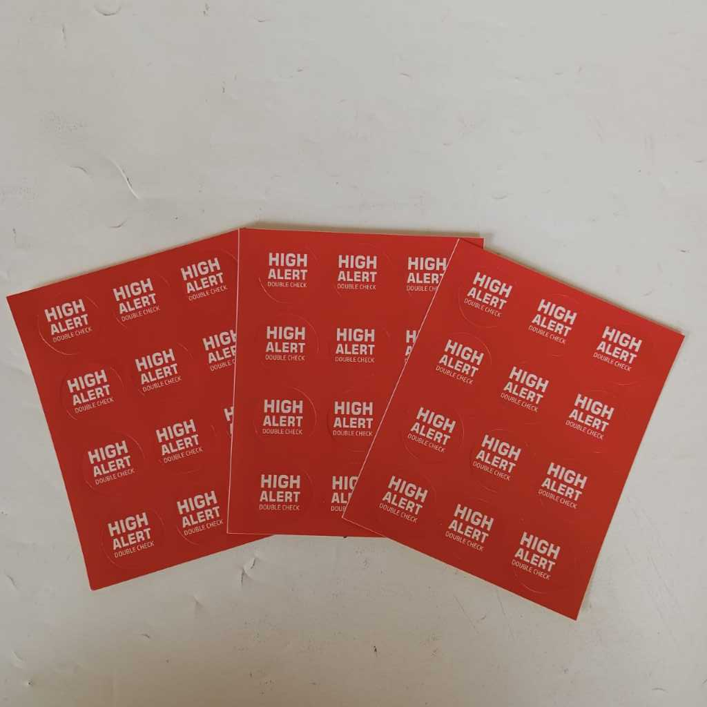 Jual ISI 100 Stiker High Alert, Stiker Penanda Obat High Alert, Stiker ...