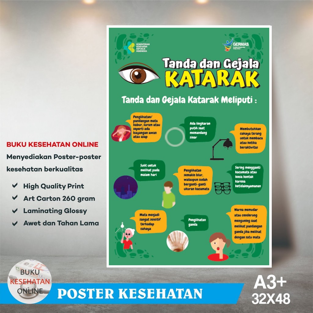 Jual Poster Kesehatan - TANDA DAN GEJALA KATARAK - Laminating Glossy | Shopee Indonesia