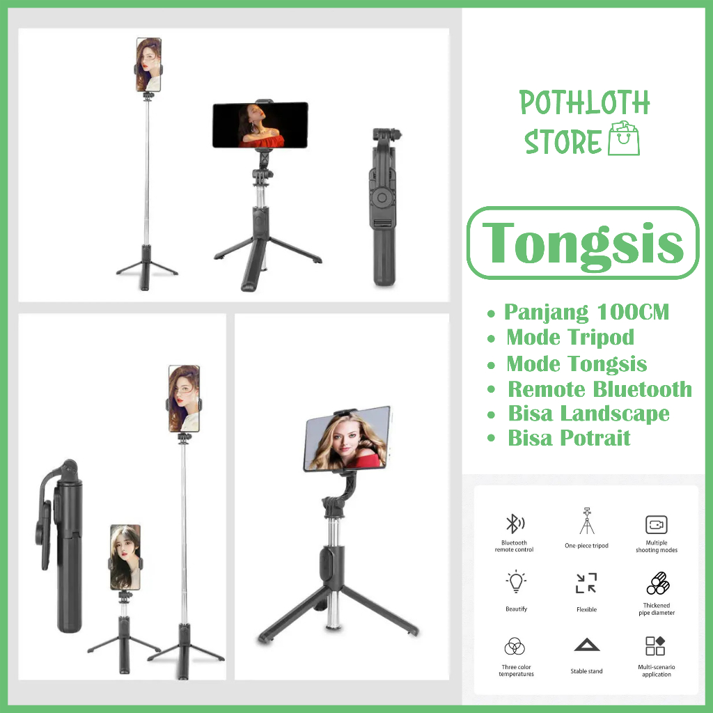 Jual Selfie Stick Tongsis 100 CM Bluetooth Tripod / Tongsis Q07 ...