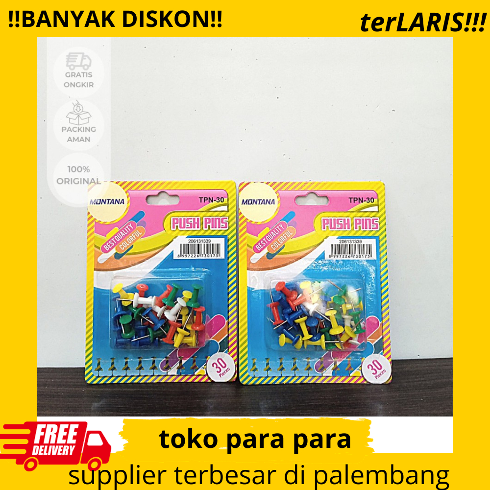 Jual Push Pins Paku Pin Mading Jarum Tekan Montana 30 Pcs | Shopee ...