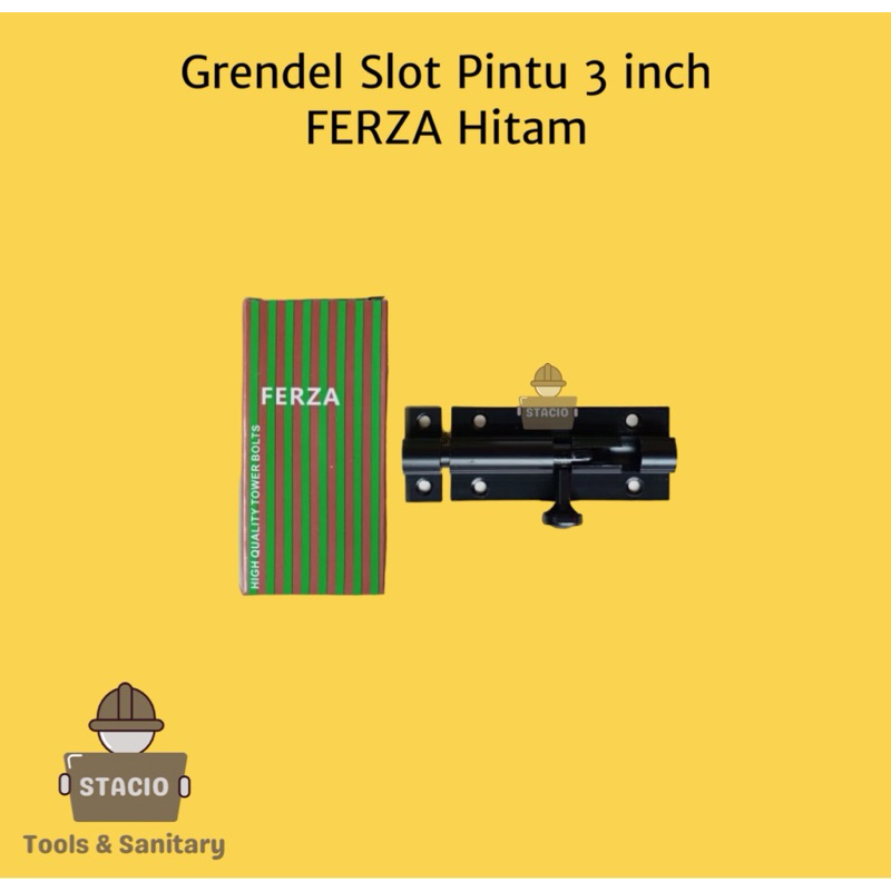 Jual Grendel Slot Pintu Jendela 3 inch Hitam Selot Pintu FERZA Black ...