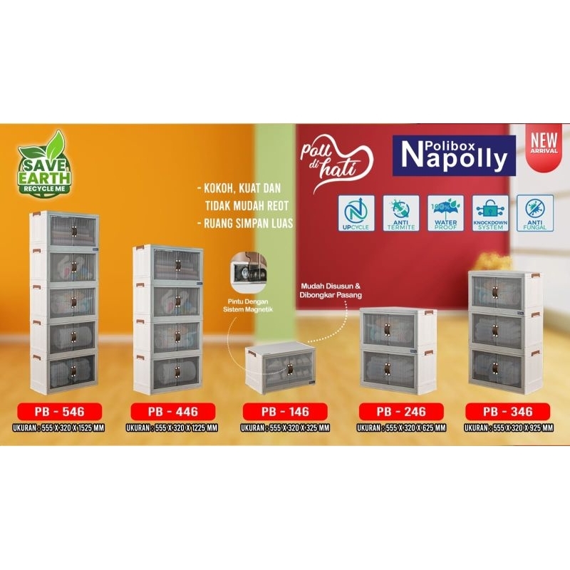 Jual Lemari Plastik Transparan Polibox Napolly Stackable Mudah Bongkar Pasang Tumpuk Susun ...