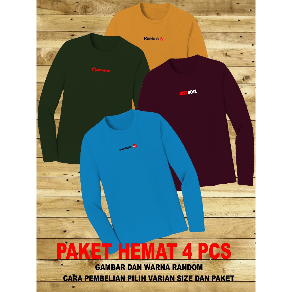 Jual PAKET HEMAT 4 PCS KAOS OBLONG LENGAN PANJANG PRIA DAN WANITA MURAH BERGAMBAR DTF | Shopee ...