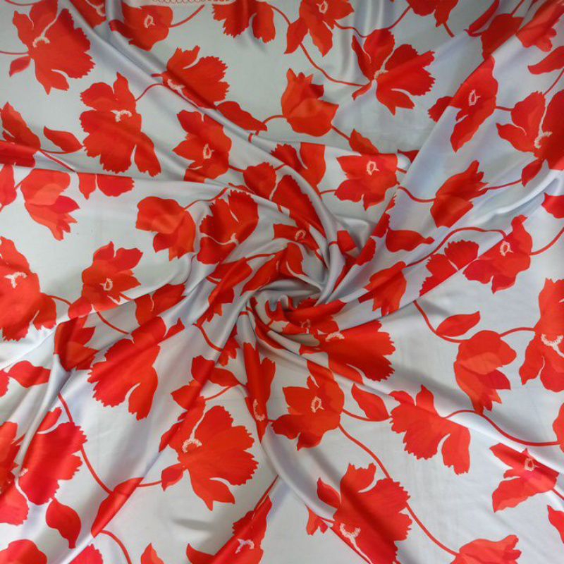Jual kain satin silky //kain mteran motif bunga besar// gamis// harga ...