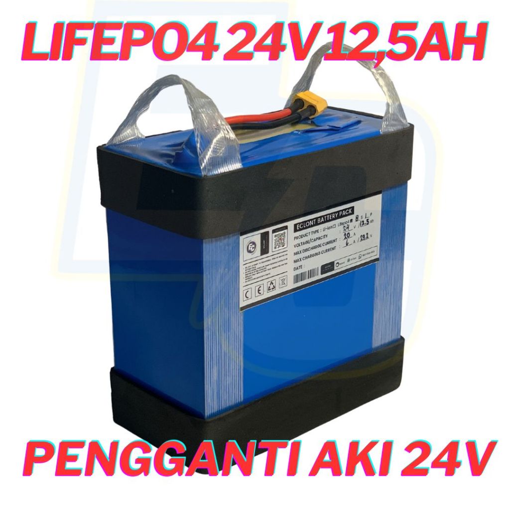 Jual Baterai pack Lithium Lifepo4 24V 12,5Ah (8S1P) pengganti AKI 24V ...