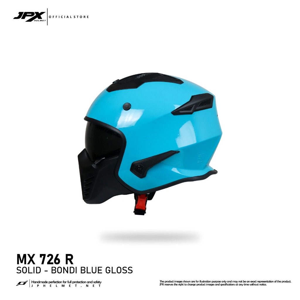 Jual Helm JPX Full Face MX-726R NEW Solid - Bondi Blue Gloss | Shopee Indonesia