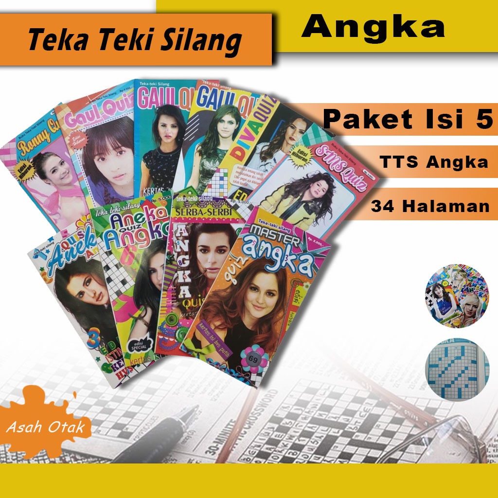 Jual Paket Isi 5 TTS Teki teki Silang Angka Asah Otak - Buku Teka Teki Silang Angka | Shopee ...