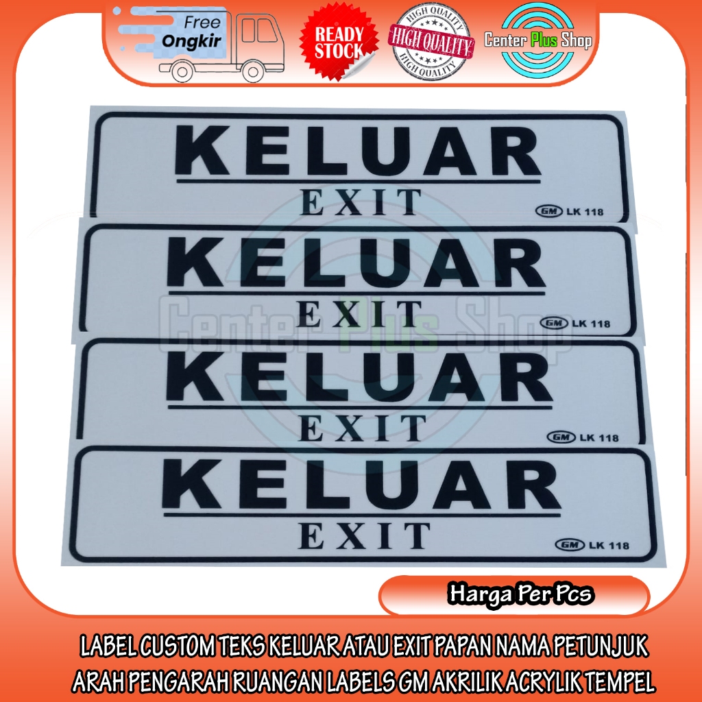 Jual STIKER PAPAN LABEL AKRILIK CUSTOM TEKS KELUAR STICKER EXIT PAPAN ...