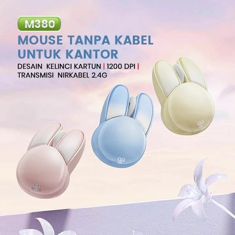 Jual Mouse Wireless M380 Mouse Desain Rabbit Kelinci Lucu Silent Button ...