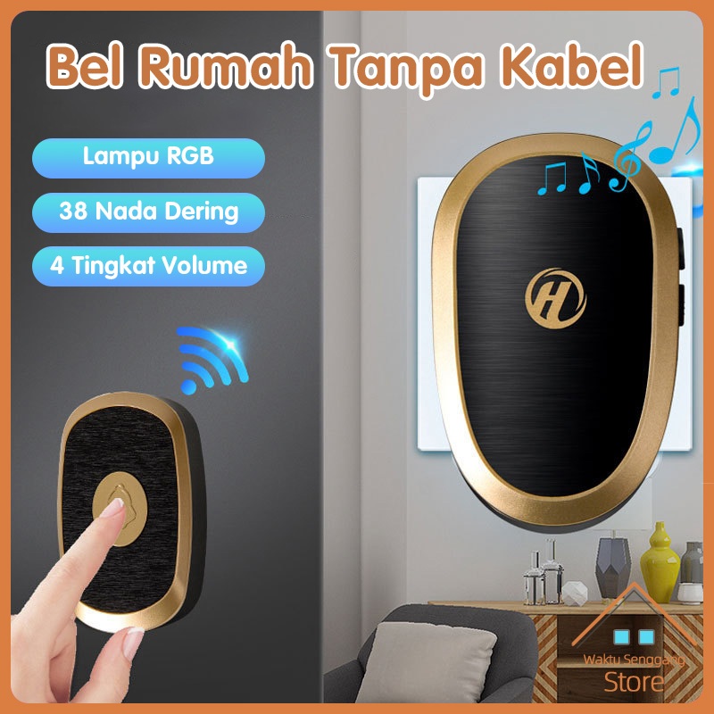 Jual Bel Rumah Tanpa Kabel Bel Pintu Rumah Wireless Waterproof Lampu ...