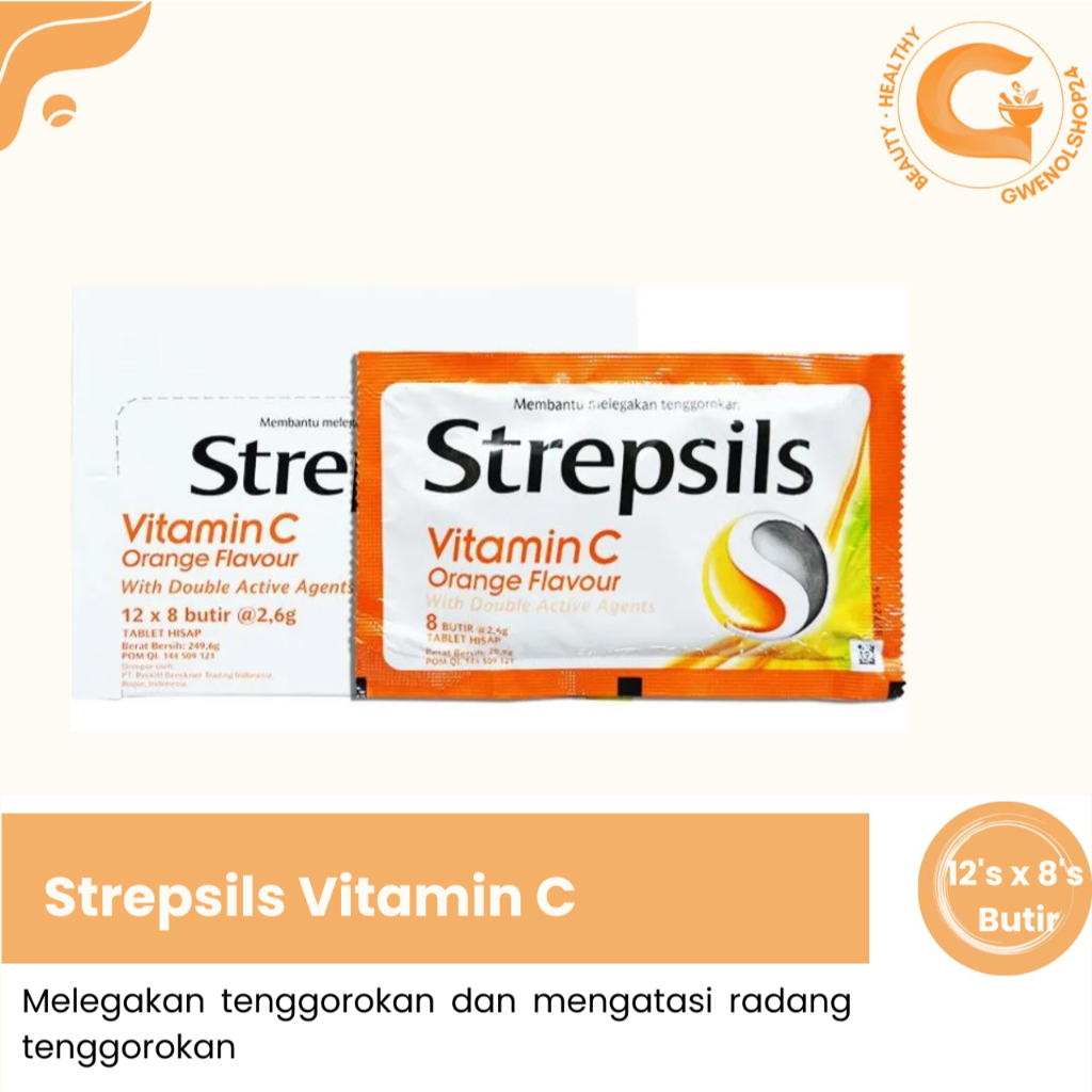 Jual Strepsils Vitamin C Orange Flavour Box 12 x 8 Tablet / Pelega ...