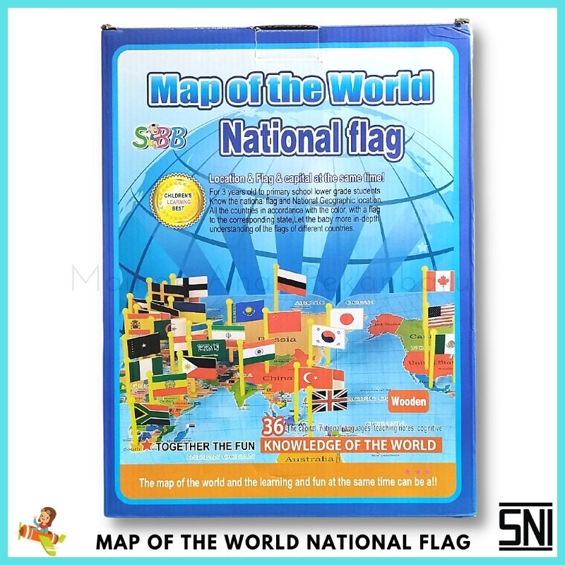Jual Mainan Edukasi Mengenal Bendera Negara Map Of The World National ...
