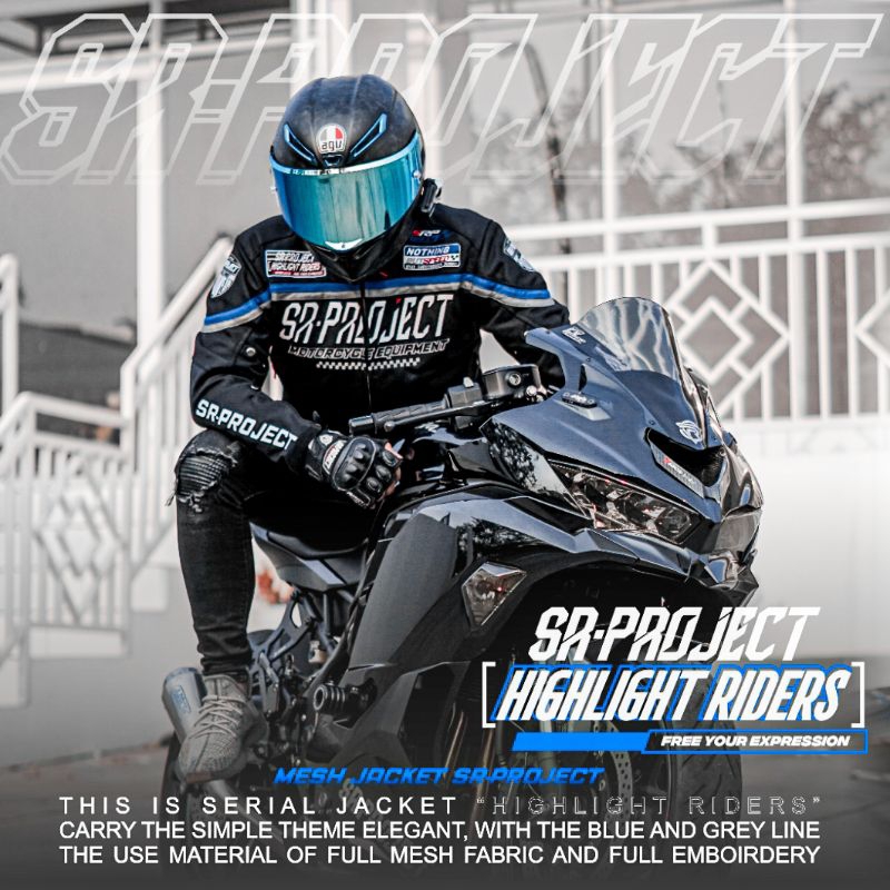 Jual JAKET MESH SR-PROJECT Highlight Riders Blue | Shopee Indonesia