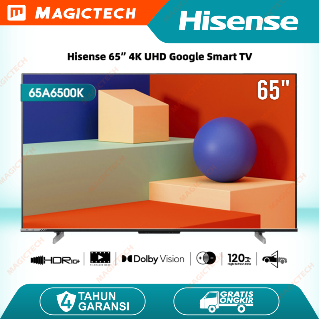 Jual TV LED HISENSE 65 INCH / 65" 65A6500K SMART GOOGLE TV 4K UHD DOLBY ...