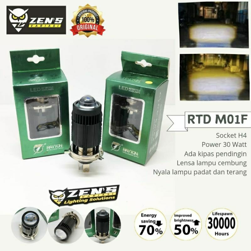 Jual RTD Rayton Lampu Utama / Lampu Depan Motor LED M01F H4 Laser + Kipas | Shopee Indonesia