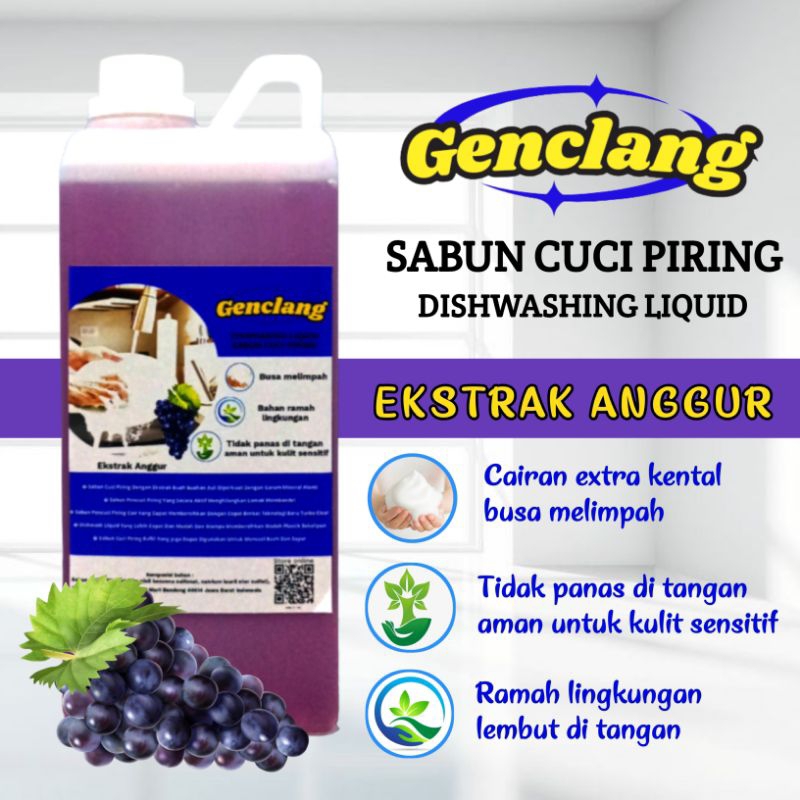 Jual GENCLANG Sabun Cuci Piring Dishwashing Liquid Ekstrak Anggur 1 ...