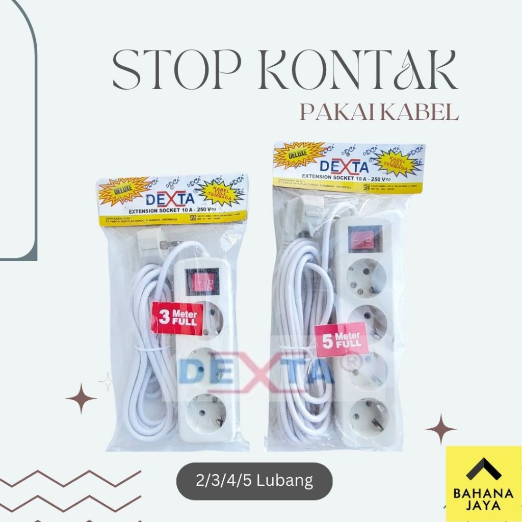Jual DEXTA STOP KONTAK 2 3 4 5LUBANG 3METER EXTENSION SOCKET TERMINAL ...