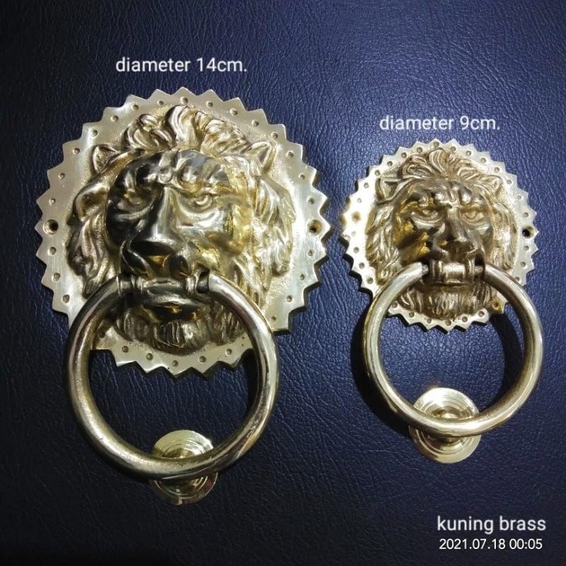 Jual Tarikan pintu sekaligus ketukan pintu kuningan Gold motif singa ...