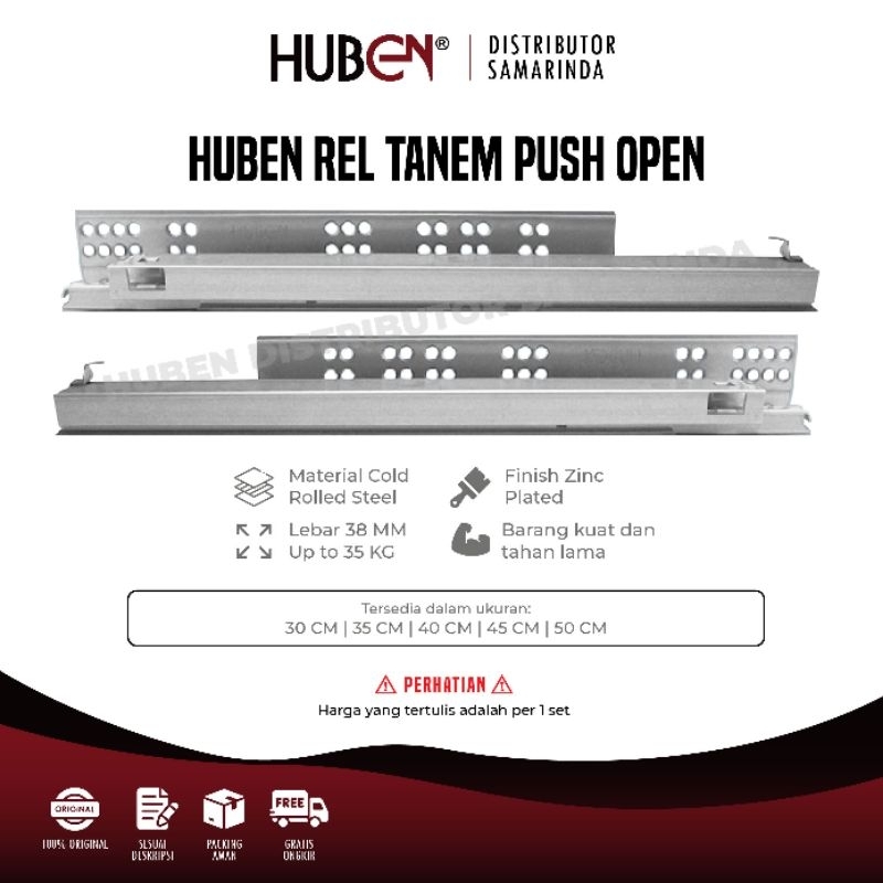 Jual HUBEN Rel Laci Tandem 30 CM Push Open Rel Tandem HUBEN TN-38 PO ...