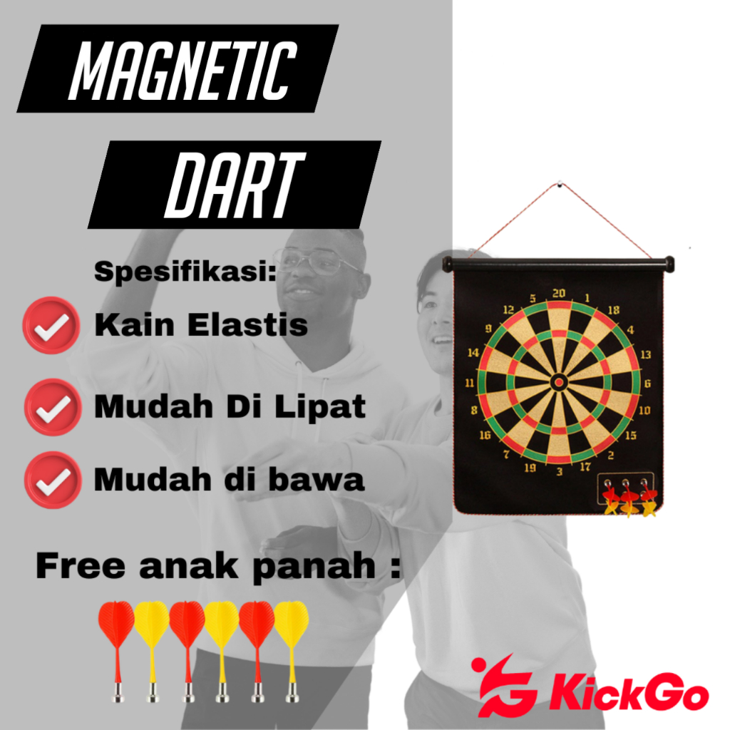 Jual KickGo Magnetic Dart 17" Dartboard Kain Dart board Magnetik Besar ...