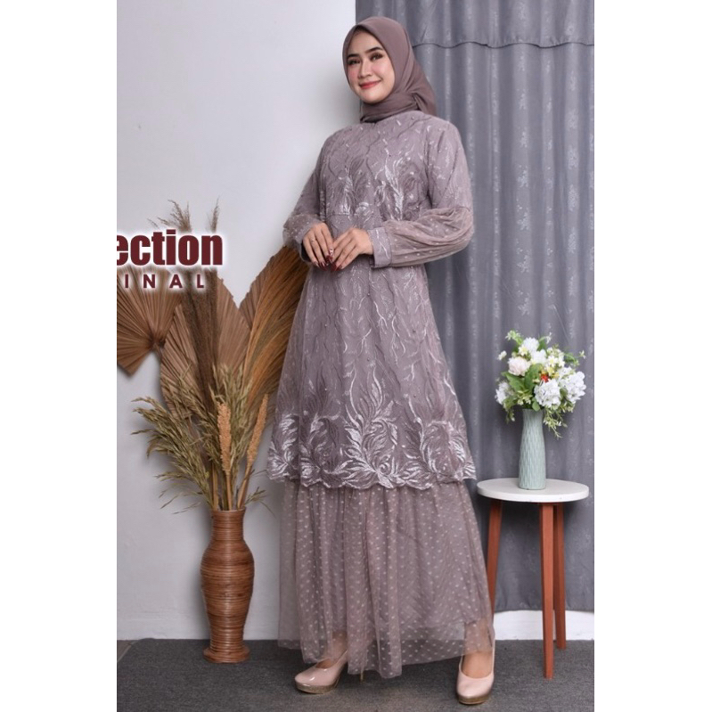 Jual Dress pesta/dress brukat/brukat tile/gamis kondangan 100.000/gamis kondangan murah/gamis ...