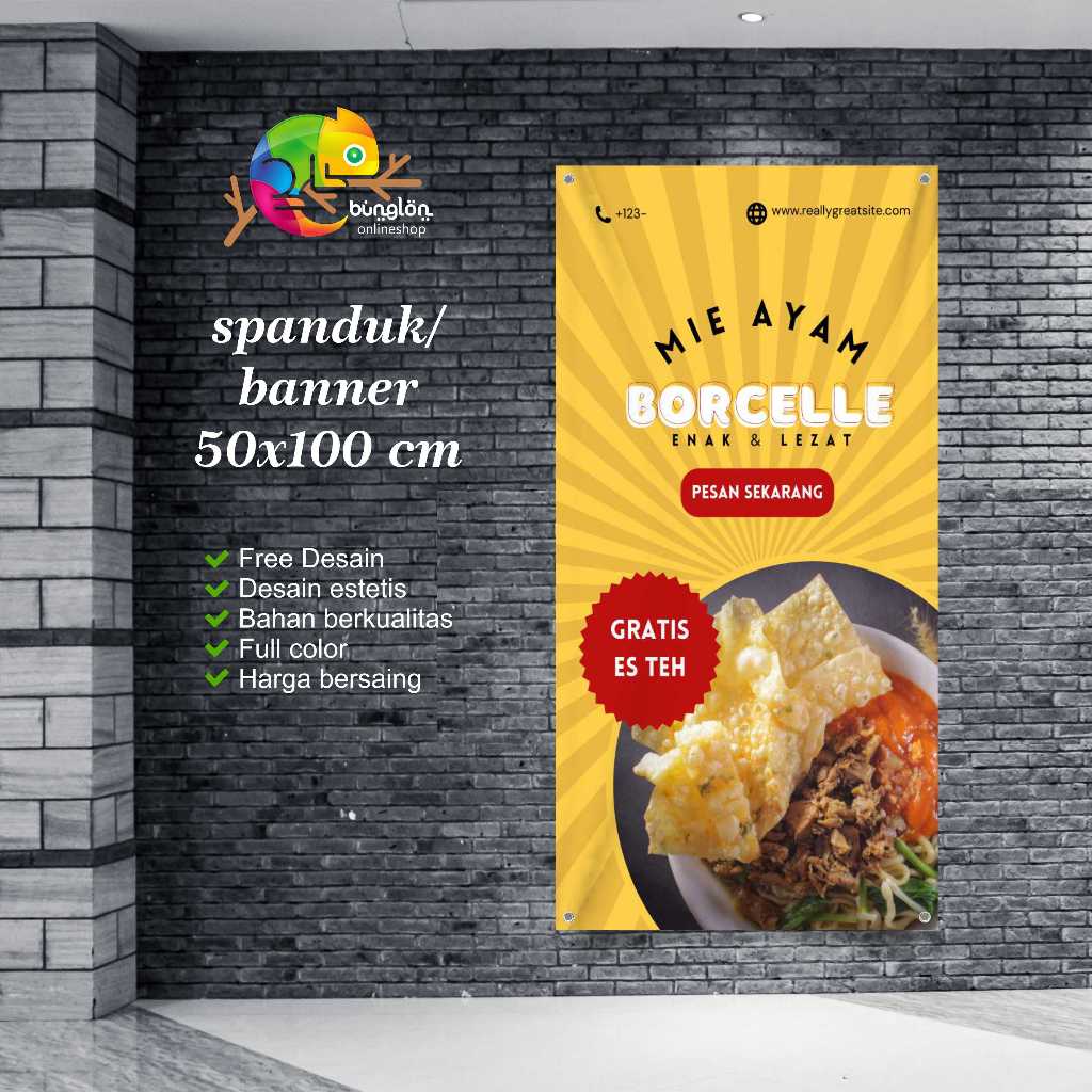 Jual Spanduk 50x100 Banner Mie Ayam Custom Desain | Shopee Indonesia