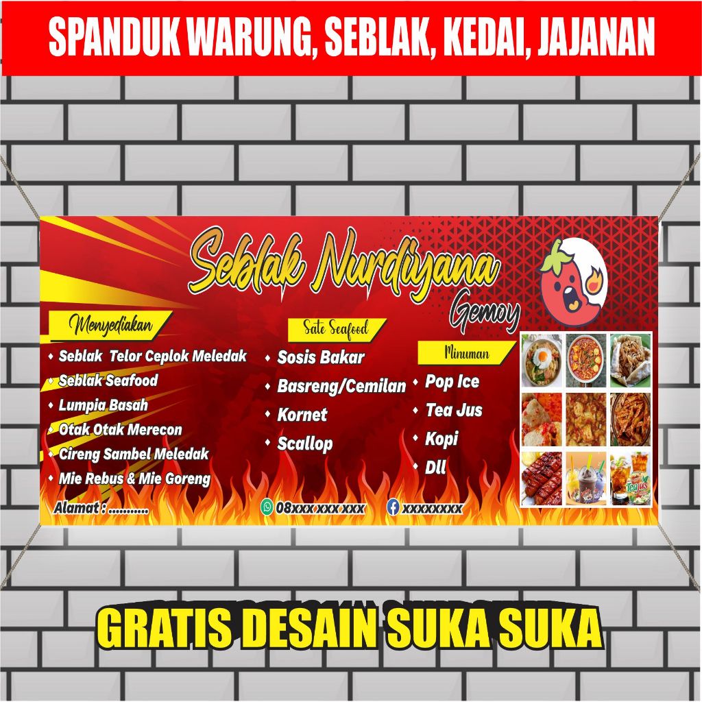 Jual CETAK SPANDUK BANNER WARUNG / SPANDUK BANNER SEBLAK / SPANDUK ...