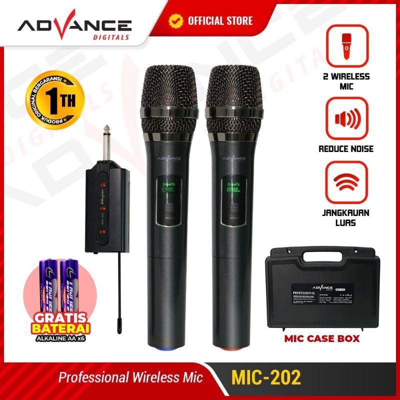 Jual Mic Wireless+Receiver/Microphone Wireless Advance 202/Mic Double ...