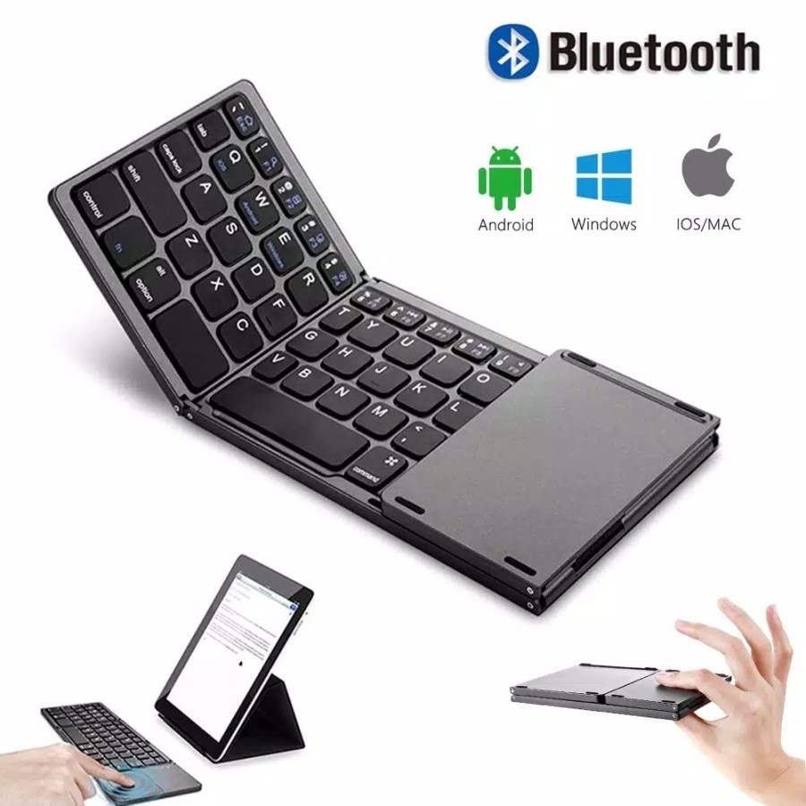 Jual Foldable Wireless bluetooth Keyboard 3 Layers with Touchpad ...